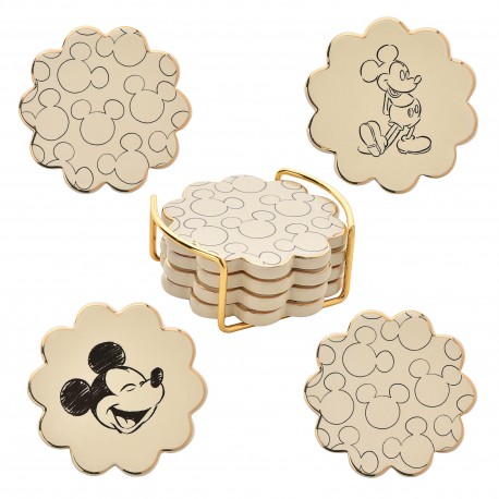 Disney Mickey Scalloped Ceramic Coaster Set (4) - Wondertoys.nl